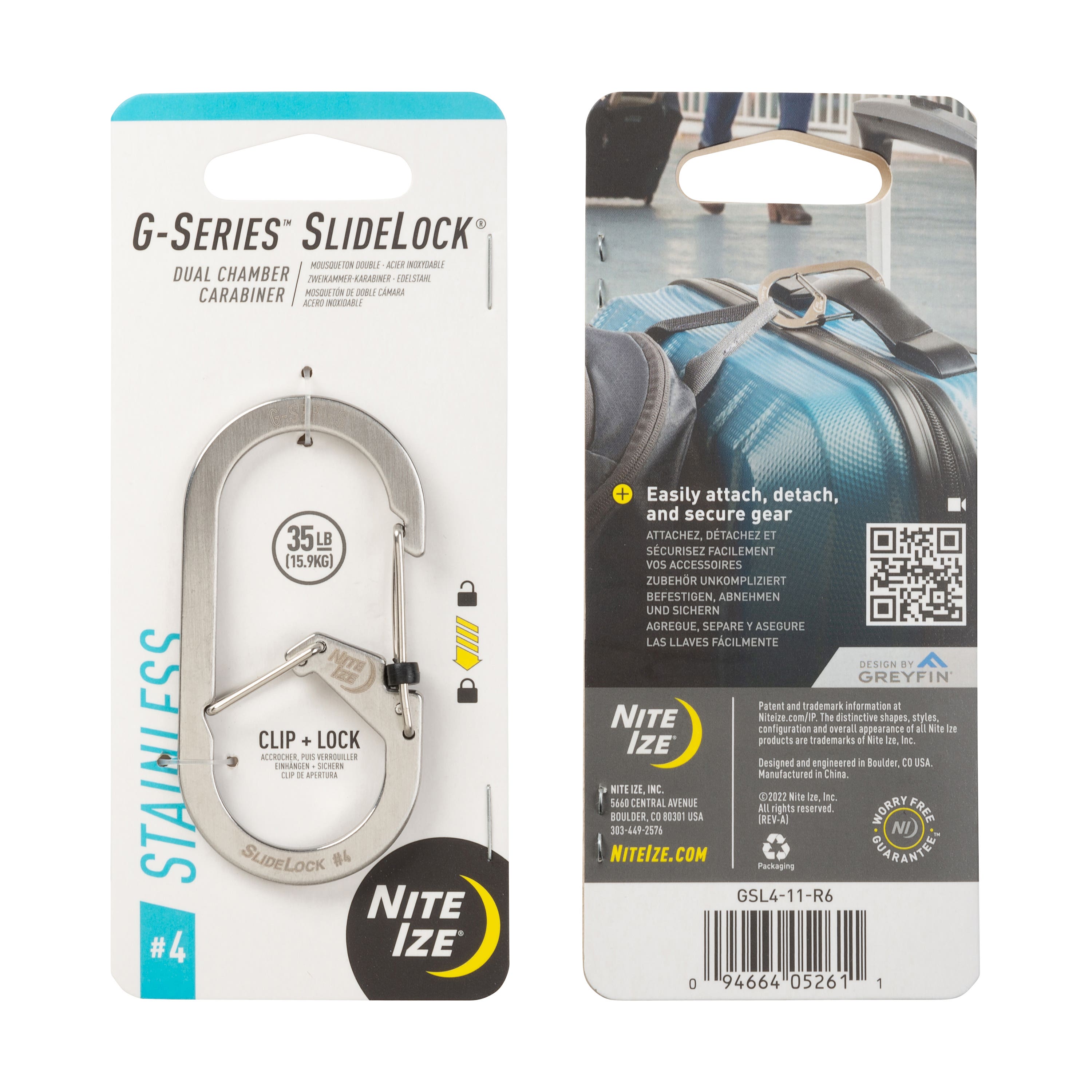 Nite Ize G-Series Slidelock #4 Dual Chamber Carabiner (Stainless) GSL4 ...
